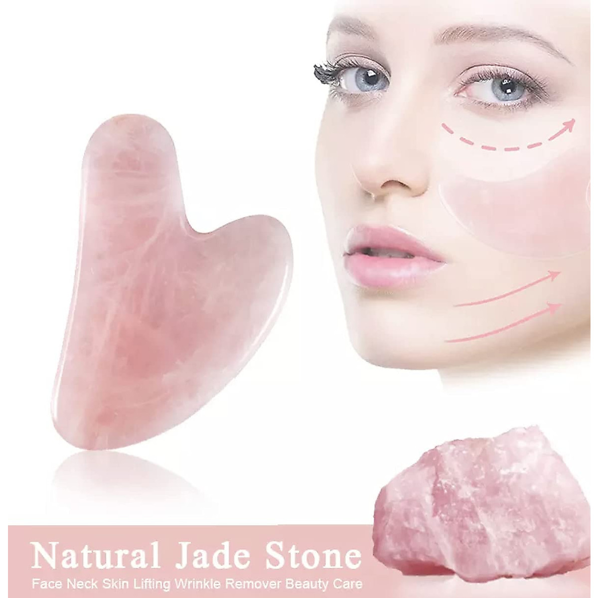 Face Roller Skin Care - Jade Roller Gua Sha Set, Rose Quartz Face Roller | Ultimate Facial Skin Care Products & Beauty Products Tools | Jade Facial Roller for Face and Eye Massager