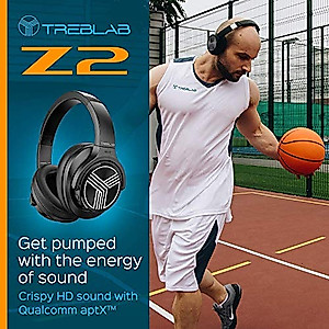 TREBLAB Z2 | Over Ear Workout Headphones with Microphone | Bluetooth 5.0, Active Noise Cancelling (ANC) | Up to 35H Battery Life | Wireless Headphones for Sport, Workout, Running, Gym