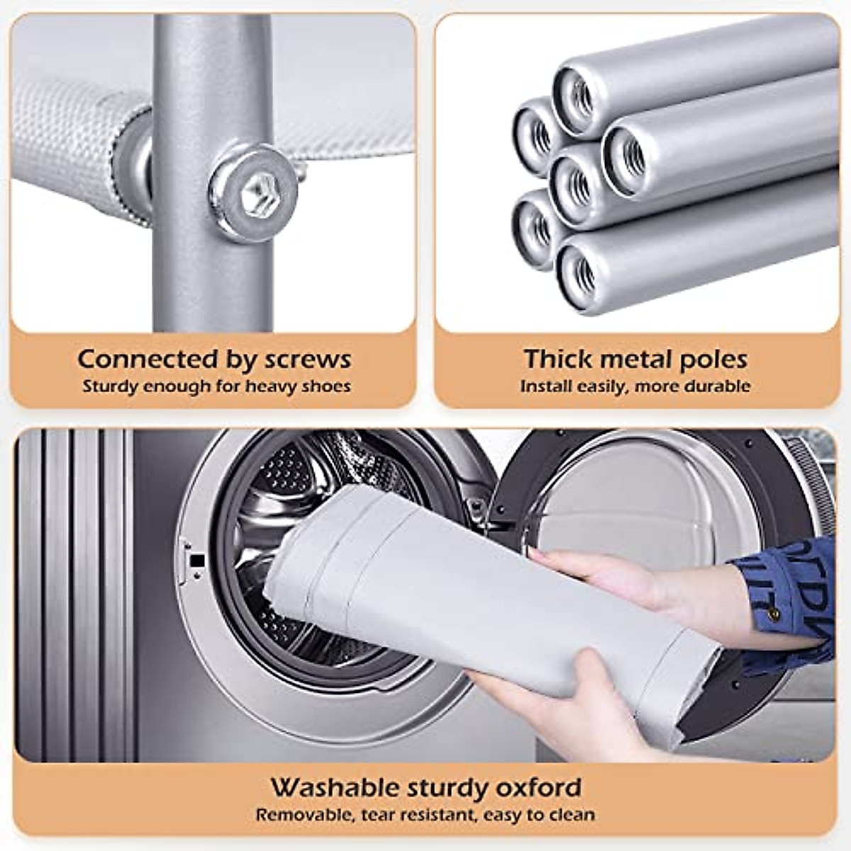 MISSLO 30 Large Pockets Dual Sided Hanging Shoe Organizer + Long 3 Tier Shoe Rack for Closet Shoe Organizer Storage Stackable Wide Shoe Shelf Holds 24 Pairs of Men Sneakers, Women Heels, Boots