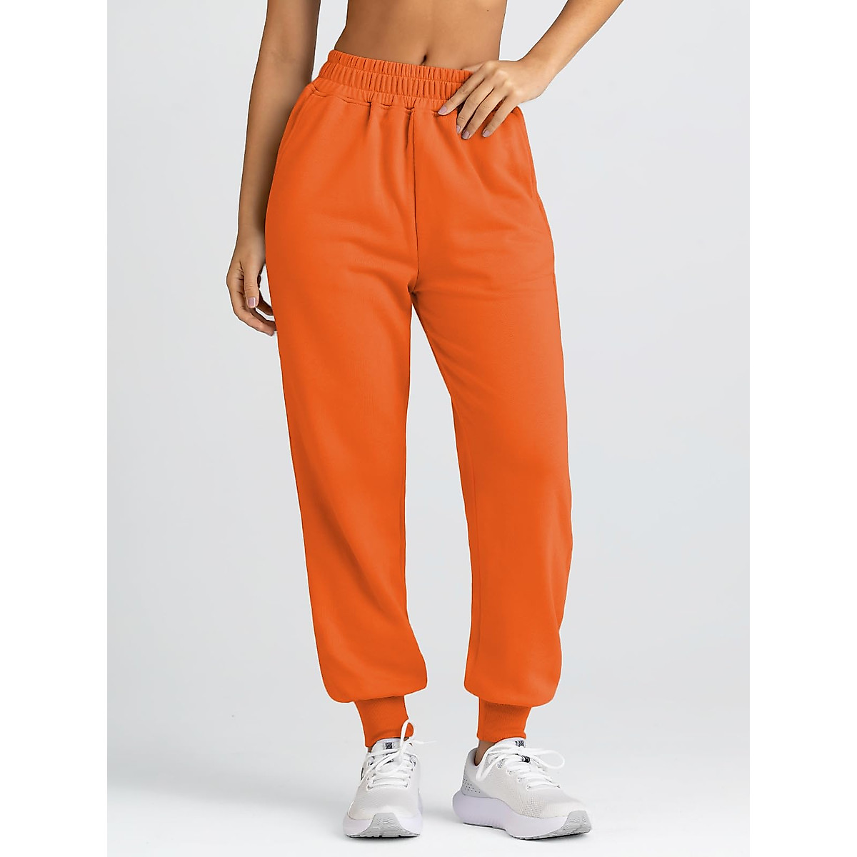Yovela Sweatpants Women Baggy High Waisted Sweat Pants Fall Clothes Casual Joggers Y2k Aesthetic 2025 Winter Spring Fashion Trendy Warm Outfits Cute Comfy Tall Trousers with Pockets Orange L