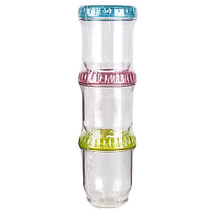 ArtBin 6941AD Twisterz Tall 3-Pack, Small Art & Craft Organizers, 3.4 Fluid oz, [3] Interlocking Plastic Jars, Clear with Multicolored Lids, Multi Colored, 3 Piece