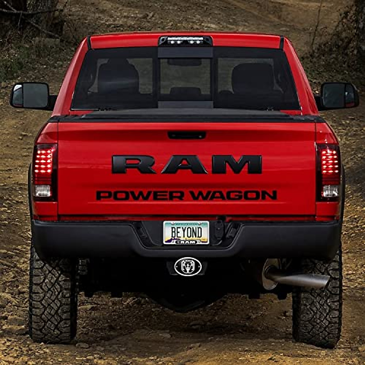 iPick Image Made for RAM 2019 up 3D Logo on Black Oval Billet Aluminum 2 inch Tow Hitch Cover