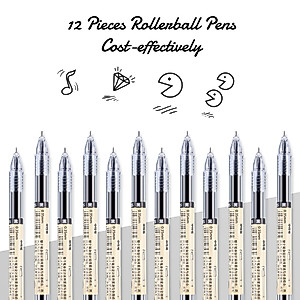 Chinco 0.35 mm Black Gel Ink Pen Extra-Fine Ballpoint Pen for Office School Stationery Supply (12 Pieces)