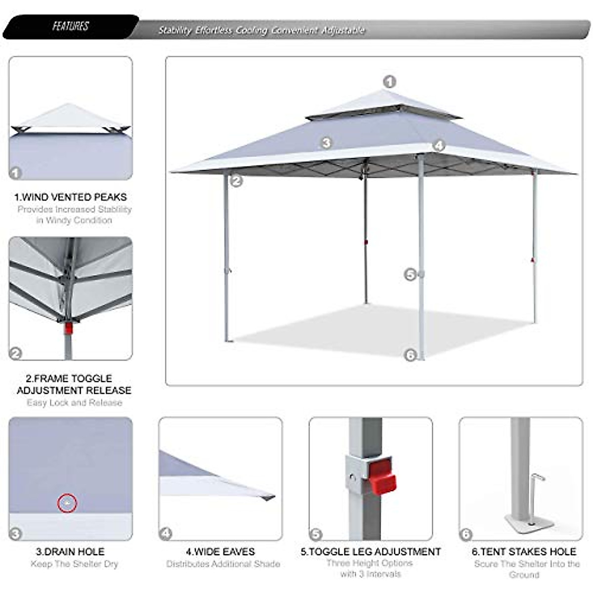 ABCCANOPY Easy Set-up 13x13 Canopy Tent 169 sq.ft Sun Shade