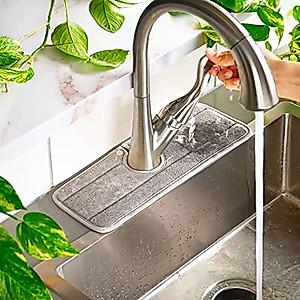 Ternal Sinkmat for Kitchen Faucet, Original Design, Absorbent Microfiber Fabric, Machine Washable Splash Guard & Drip Catcher For Around Faucet Handle [Grey, Standard, 1 Pack]