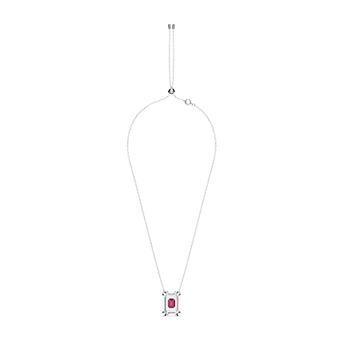 SWAROVSKI Chroma Pendant Necklace, Layered Pink and Clear Octagon-Cut Crystals with a Rhodium Finish Chain, Part of The Chroma Collection