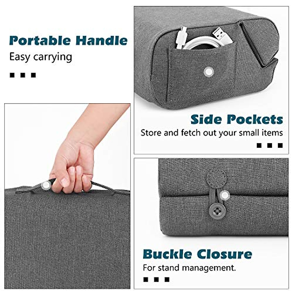 MoKo Tablet Pillow Holder, Foldable Soft Pillow Tablet Stand Up to 12.9", Sofa Throw Pillow for Xmas Gift, eReader, Fit with iPad 9 2021, iPad Mini 6, iPad Pro 12.9/11 2022,Galaxy Tab S7, Dark Gray