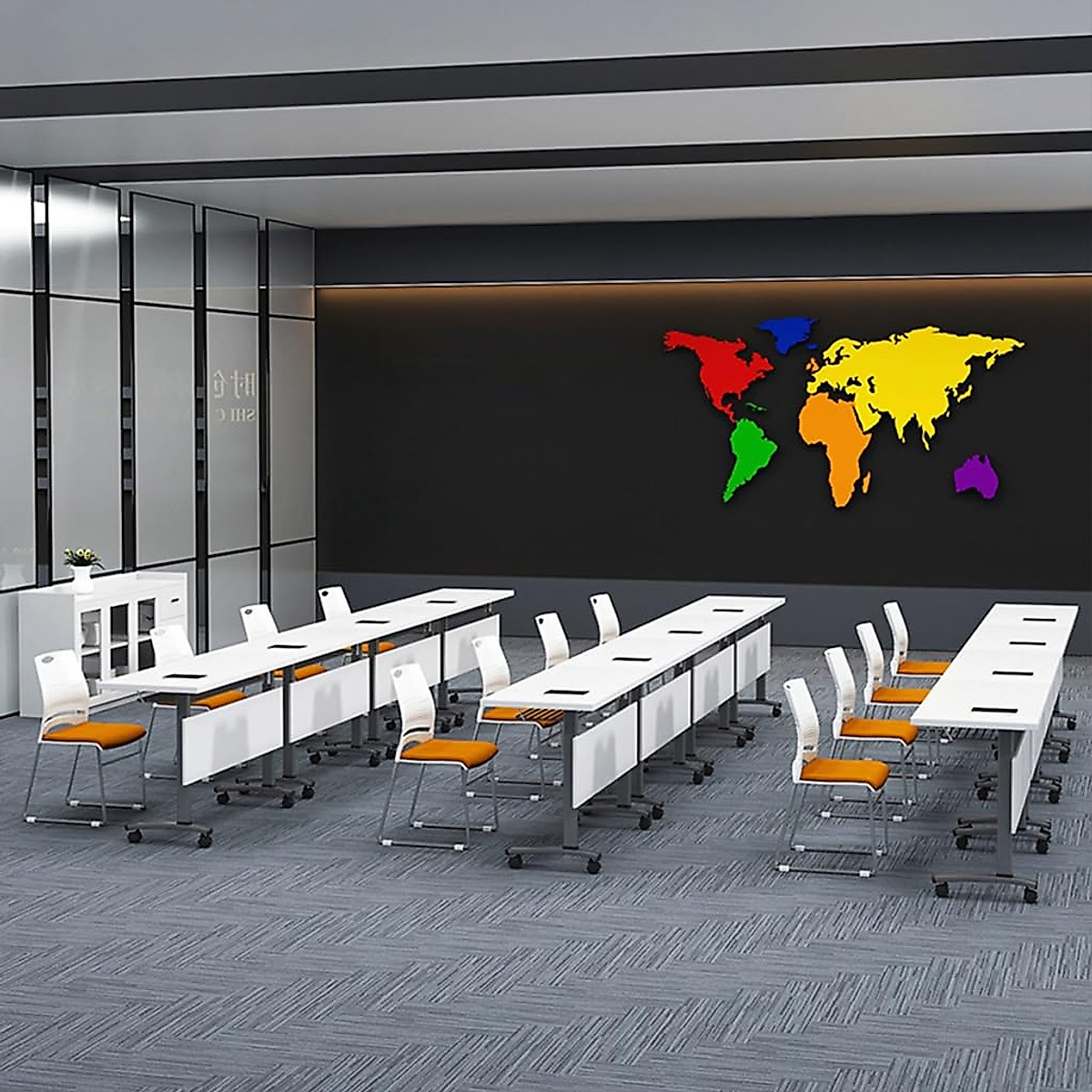3 pcs Foldable Meeting Tables, Flip Top Mobile Training Table with Modesty,Storage Layer and Lockable Wheels, Ready to Unfold and Use (Color : A, Size : 80 * 40 * 75cm)