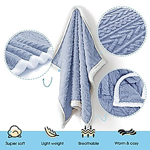 DEZANBO Baby Blanket for Boys Girls, Stylish 3D Sherpa Fleece Baby Blankets for Newborn Infants,30”X 40”-Super Soft Fluffy Warm Cozy Plush Fuzzy,Great for Baby Showers,Blue