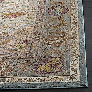 SAFAVIEH Aria Collection Area Rug - 5'1" x 7'6", Beige & Orange, Boho Chic Medallion Distressed Design, Non-Shedding & Easy Care, Ideal for High Traffic Areas in Living Room, Bedroom (ARA120E)