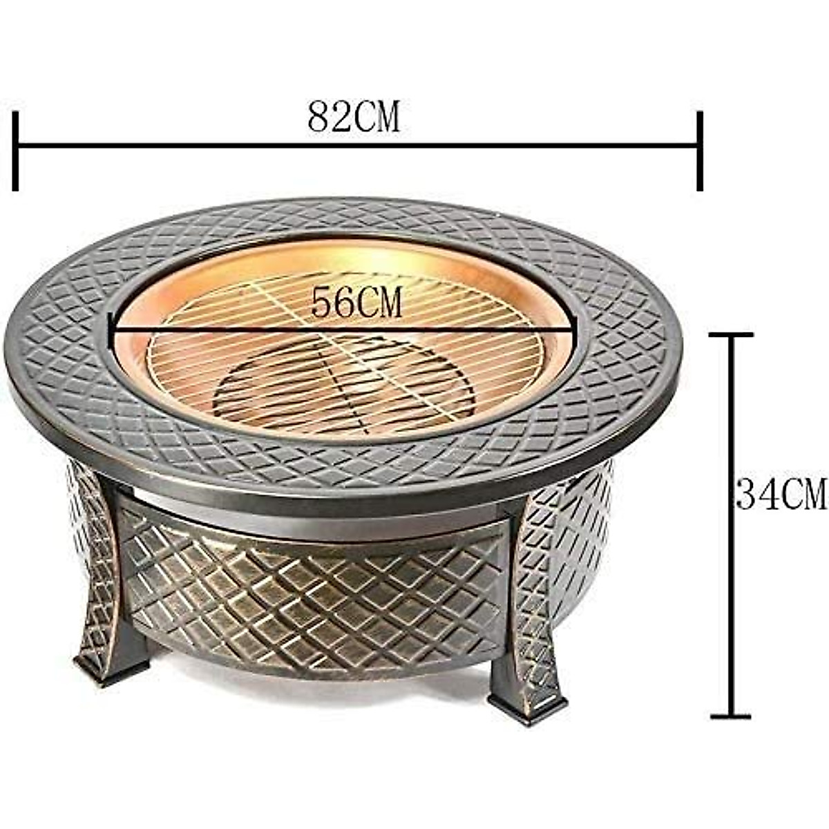 LEAYAN Garden Fire Pit Portable Grill Barbecue Rack 32'' Outdoor Fire Pit Metal Square Firepit Patio Stove Wood Burning BBQ Grill Fire Pit Bowl with Spark Screen Cover, Log Grate for Camping
