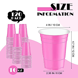 cssopenss 120 pcs 16 oz Pink plastic cups Pink plastic Disposable Cups 16 oz pink Party Cups for drinking Tastings served Snacks Barbecues Picnics