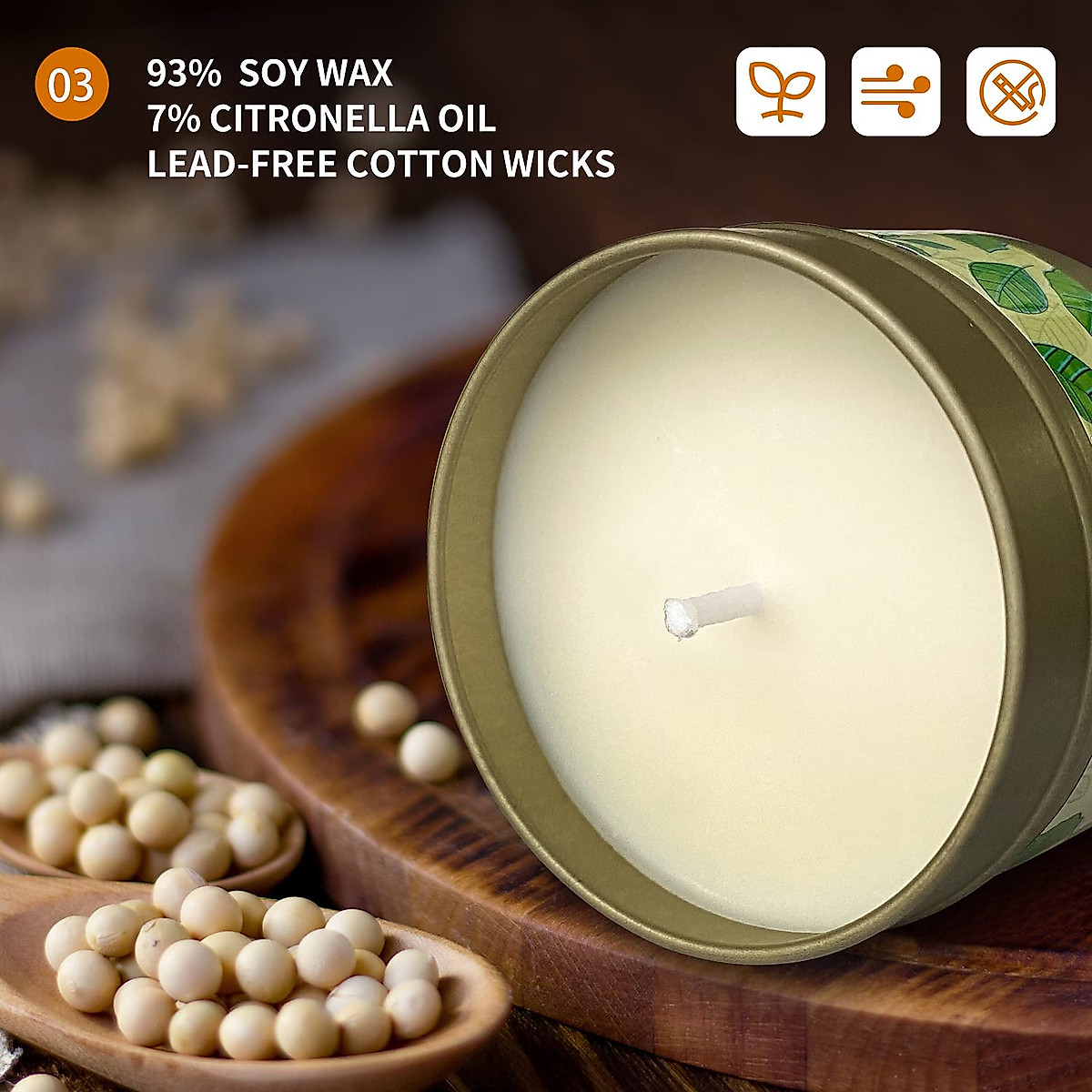 Citronella Candles Outdoor Indoor 2.5oz (Approx. 70.9g) Pack of 6, 100% Soy Wax Candles, for Home Scented Candles, for Party Hiking Camping Patio BBQ Deck Lanai Garden Patio Home1
