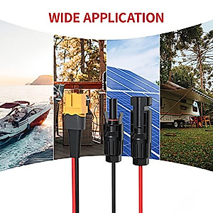 ELFCULB 12AWG 25FT XT60 Solar Cable 2 10 25 35 50 75 100FT XT60 Extension Cable Solar Panel Connector to XT60 Connector for Portable Power Station (25FT)