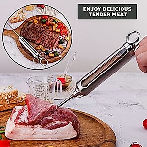 Grillin Pros Advanced Meat Injector Kit for Smoking & Grilling, Stainless Steel Large 2 Oz Syringe + Measuring Window for Cooking BBQ, Brisket, Turkey - Inject Marinade or Seasoning for Tender Flavor