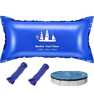 Pool Pillows for Above Ground Pools | 4 x 8 Ft Pool Cover Air Pillows Closing Winter Kit | Ultra Thick & Cold Resistant 0.4mm PVC for Winterizing | Included 2x16.5ft Rope