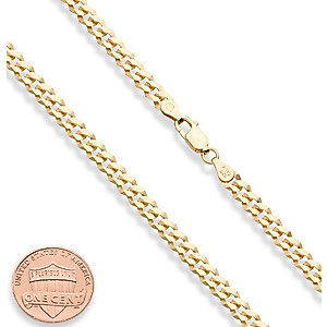Miabella Solid 18K Gold Over 925 Sterling Silver Italian 5mm Diamond-Cut Cuban Link Curb Chain Necklace for Women Men, Made in Italy (26 Inches)