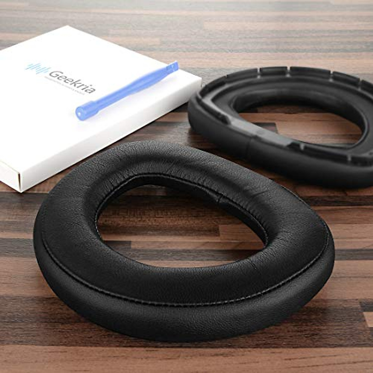 Geekria Elite Sheepskin Replacement Ear Pads for Sennheiser HD800 Headphones Headphones Earpads, Headset Ear Cushion Repair Parts (Black)