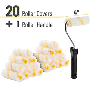 Bates- Paint Rollers, 4 inch Paint Roller with 20 Covers, Small Paint Roller, Paint Roller Covers, Mini Paint Roller, Paint Roller 4 Inch, Mini Rollers for Painting, Paint Rollers 4 Inch