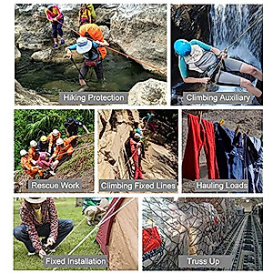 X XBEN Outdoor Climbing Rope 10M(32ft) 20M(64ft) 30M (96ft) 50M(160ft) Rock Climbing Rope, Escape Rope Ice Climbing Equipment Fire Rescue Parachute Rope (32 Foot) - Orange