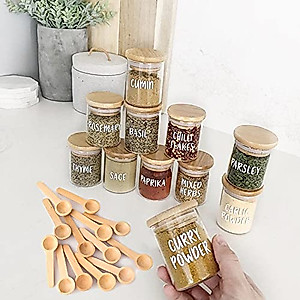 Tebery 60PCS Mini Wooden Spoons Small Bath Salt Spoon Candy Spoon Baby Spoon for Spice Jars Seasoning Honey Coffee