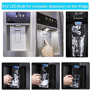 E12 LED Fridge Water Dispenser Light Bulb 2W(15W Replacement) 120V T5 Tubular Appliance Bulb for Chandeliers Home Lighting Refrigerator/Dryer Drum Light C7/S6 Clear Glass Daylight White 6000K,2-Pack