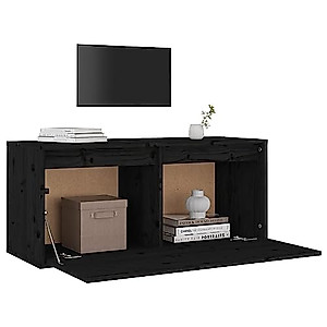 DYRJDJWIDHW Wall Cabinet Bookshelf for Bedroom,Shelves,Wood Bookcase,Suitable for Bedroom, Office, Living Room, Study,Black 31.5"x11.8"x13.8" Solid Wood Pine