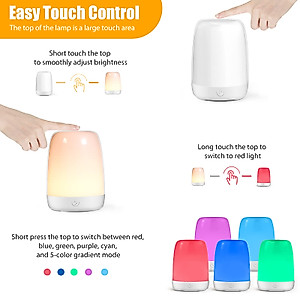 Orenic Nursery Night Light for Baby, Dimmable Warm Light & 5 Color Changing Touch Night Lamp, USB Rechargeable for Kids Room,Breastfeeding,Toddlers Bedroom