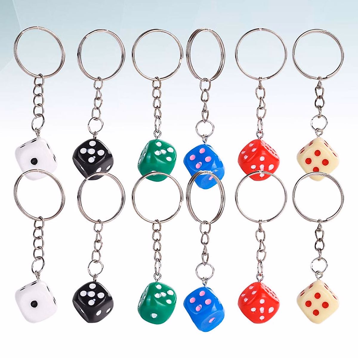 KESYOO 12pcs Dice Keychain Creative Key Holder Keychains for Fathers Birthday Gifts(Mixed Colors)