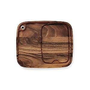 Ironwood Gourmet Fort Worth Steak Plate with Juice Channel, Acacia Wood 13 x 11 x 0.75 -inches