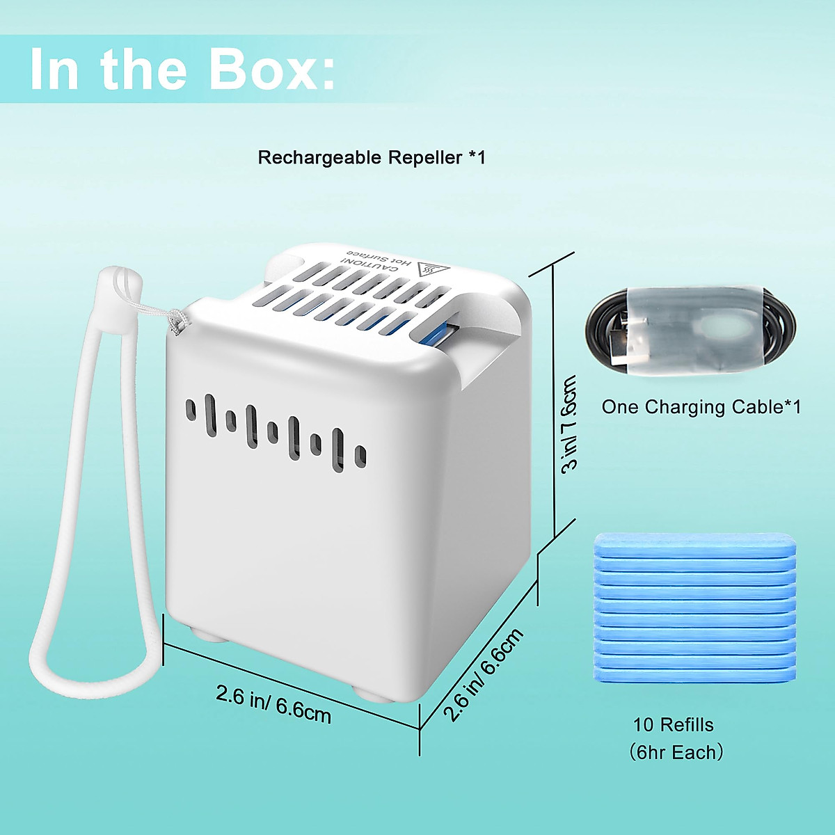 Moskiller Rechargeable Mosquito Repeller Outdoor with 20' Mosquito Protection Zone,Rechargeable Repeller Included 60 Hr Refill,No Candles or Flames for Outdoor Indoor Patio