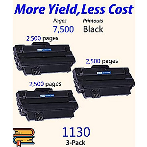 (3-Pack, Black) ColorPrint Compatible Toner Cartridge Replacement for Dell 1130n 1130 7H53W 2MMJP 1135n 1133 1135 330-9523 330-9524 3J11D Laser Printer (2.5k)