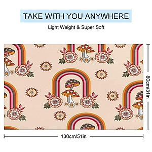 ZHIMI Beach Towels Oversized Boho Rainbow Flowers Mushroom Hand Bath Towel Pool Towels Microfiber Absorbent Sand Free Quick Dry Towels for Bathroom Gym Camping Women Men 31x51Inch