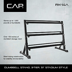 CAP Barbell 3 Tier Dumbbell Rack, 51", Black (RK-14A)