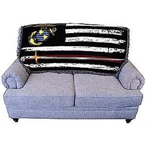 Pure Country Weavers US Marine Corps - Saber Line American Flag Blanket - Gift Military Tapestry Throw for Back of Couch or Sofa - Woven from Cotton - Made in The USA (61x36)