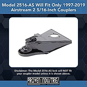 Proven Industries Model 2516-AS Trailer Lock, Fits (1997-2019) 2 5/16-Inch Airstream Couplers, Made in The USA (Blue)