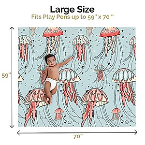 JumpOff Jo - Large Waterproof Foam Padded Play Mat for Infants, Babies, Toddlers, Play Pens & Tummy Time, Foldable Activity Mat, 70 in. x 59 in. - Seaside