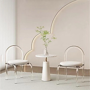 ACICS Transparent Crystal Chair Modern Kitchen Dining Chairs Cosmetic Chair Upholstered Acrylic Chair for Living Room, Bedroom，Makeup Room(40 * 40 * 70cm, Pink)