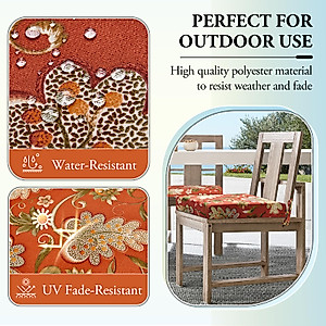 Wellsin Outdoor Chair Cushions for Patio Furniture - Outdoor Cushions for Chairs - Waterproof Patio Chair Cushions Set of 4, 18.5"X16"X3", Flower Red