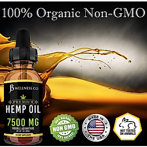 2-Pack Hemp Oil 7500mg Natural and Safe Hemp Oil Powerful for Ingestible & Topical Use - Non-GMO - Plant Based - Sugar-Free Peppermint - 2oz