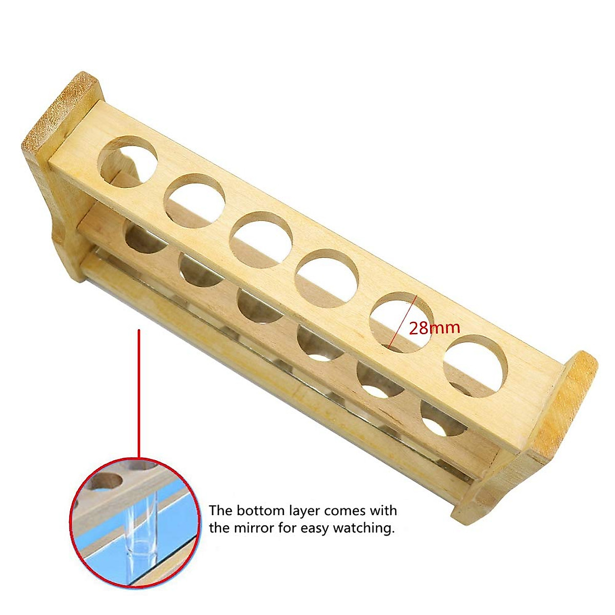 Wooden Colorimetric Test Tube Rack 6 Hole Thick Wood Wooden Tube Rack Laboratory Exports Manufacturers Hole Diameter 28mm
