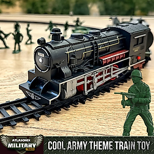 USA Electric Train Set for Kids Ages 3-8 - Military Toy Polar Train Model with Helicopter, Tank, Soldiers & Tracks for Boys - Fun Birthday Toy for Ages 4-7