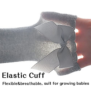 Mini angel Baby Girl Knee High Socks 3 Pairs Cotton Knit Tube Ruffled Long Stockings with Bow for Infant Toddler (Black White Pink 3pk, 6-12Months)