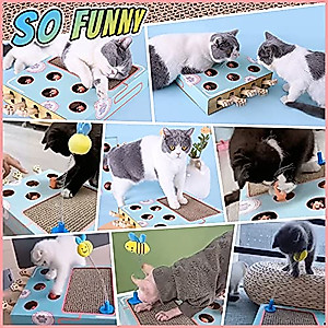 Cat Enrichment Toys for Indoor Cats, cat Whack a mole Toy with cat Scratching pad, Cat Cardboard Box to Make Lots of Fun, cat Interactive Toy to Relieve Boredom and Train IQ