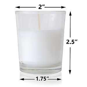 Harmonic Blossom Glass Votives - Premium White Unscented Votive Candles in Clear Elegant Holders - 15 Hour Long Lasting Burn Time - for Weddings, Parties and Event Decoration Centerpieces (12 Pack)