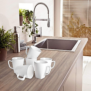 AVLA Set of 6 Porcelain Coffee Mugs, 12 Ounce Large Mugs Sets Ceramic Cup with Handle for Coffee, Tea, Cocoa or Chocolate, White