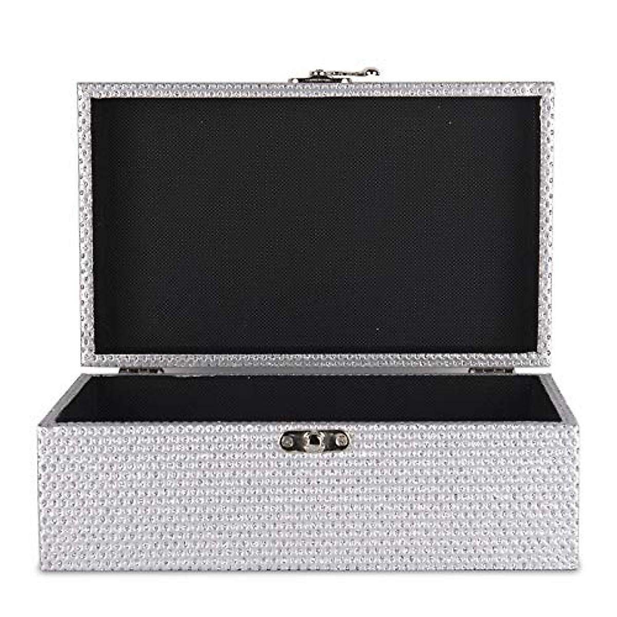 MODE HOME Silver Glitter Wooden Jewelry Storage Boxes Decorative Treasure Boxes Set of 2