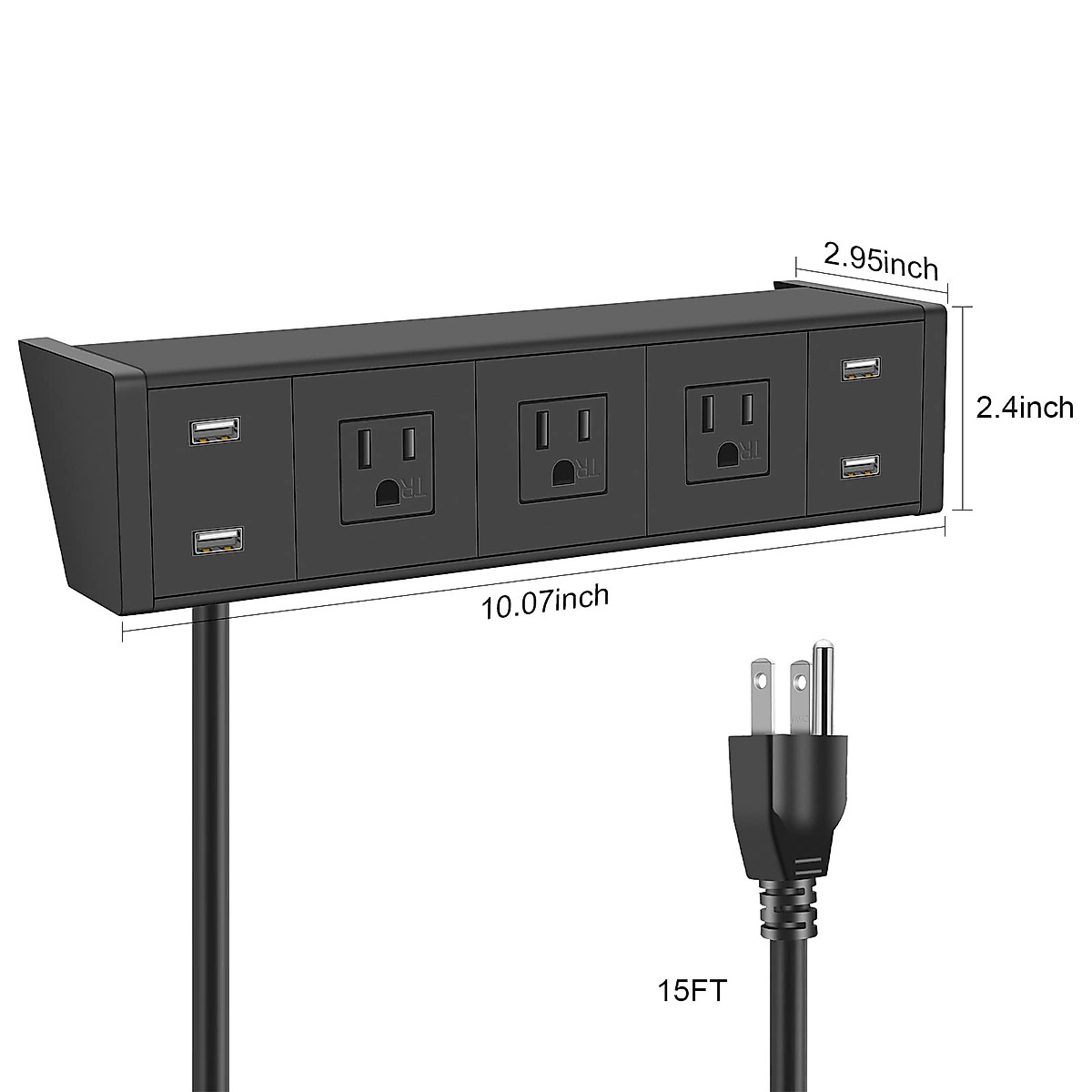 Under Desk Power Strip Mountable,Screw Mount Power Outlet with 3 AC ...