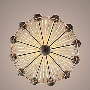 TPMAFF Vintage Chandelier Boho Style Wagon Wheel Chandelier, Shabby Chic Antique White Chandelier, Crystal Hanging Beads and Spa