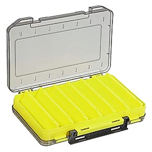 PATIKIL Two Sided Fishing Lure Storage Box Plastic Fish Tackle 14 Grids Container Organizer, Yellow